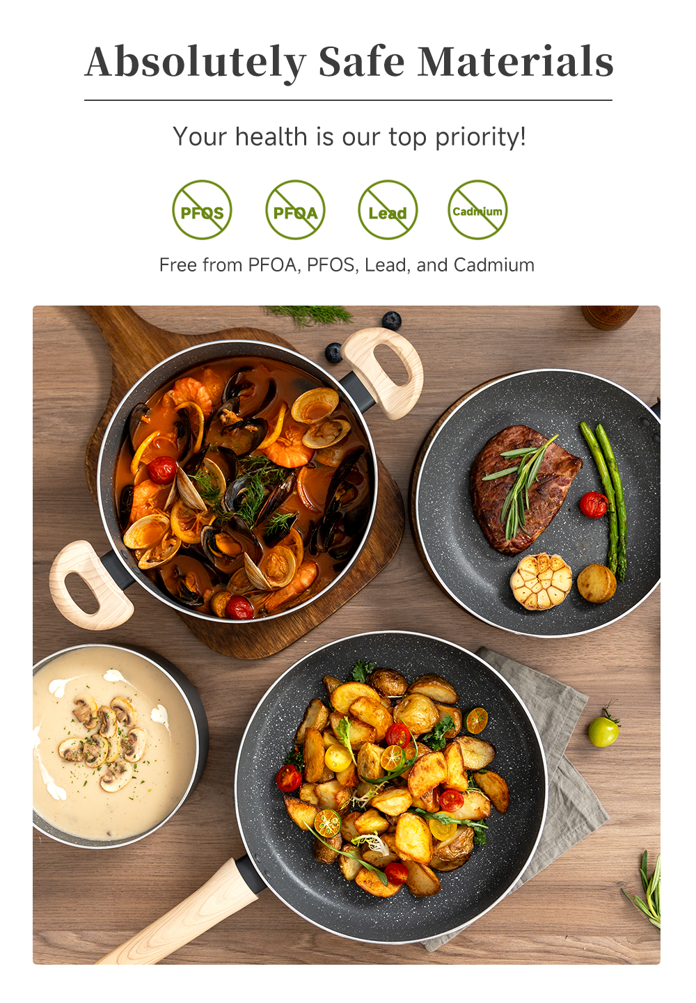 INSSA Blackcurrant Series Non Stick Cookware 4pcs Set Pan Pot Wok ...