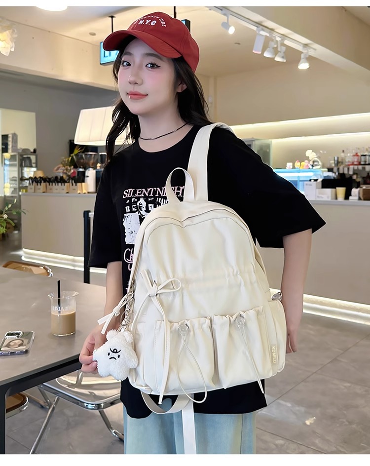 Japanese Ins Student Backpack Drawstring Bow School Bag Large Capacity ...