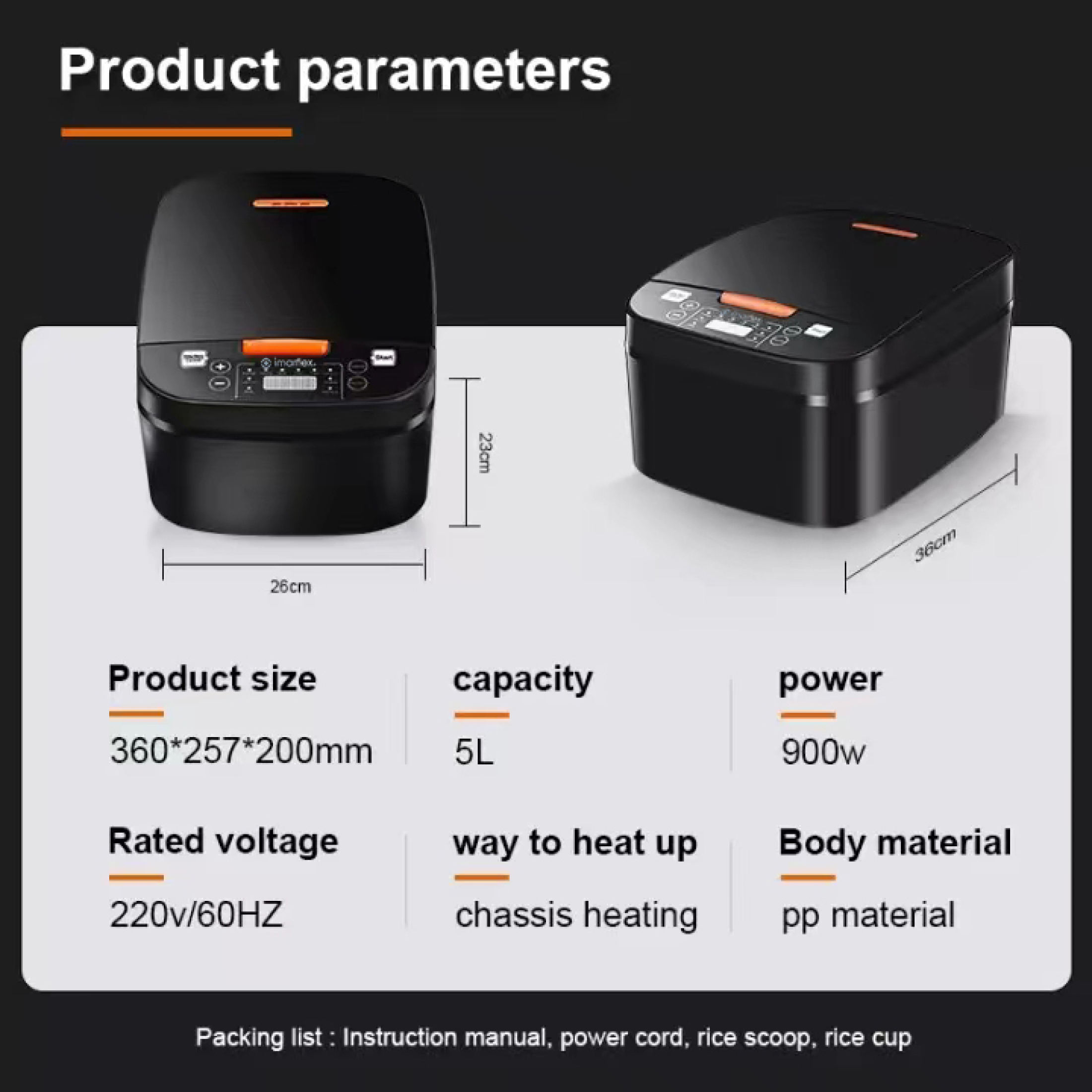 Rice Cooker 5L electric Intelligent Multifunctional Appointment Time Non stick Pan standard ...