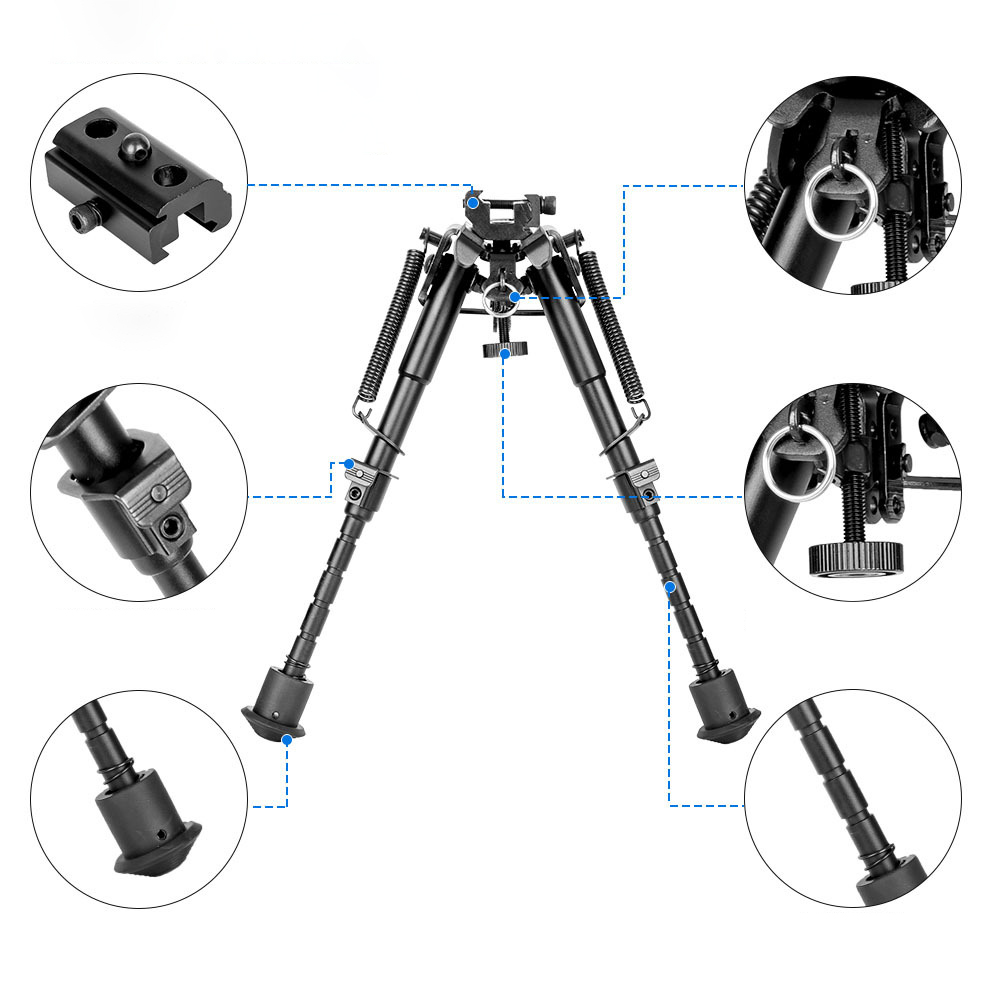 (COD) 6-9 Inch Retractable Elastic Bipod 360 Degree Rotating Adjustable ...