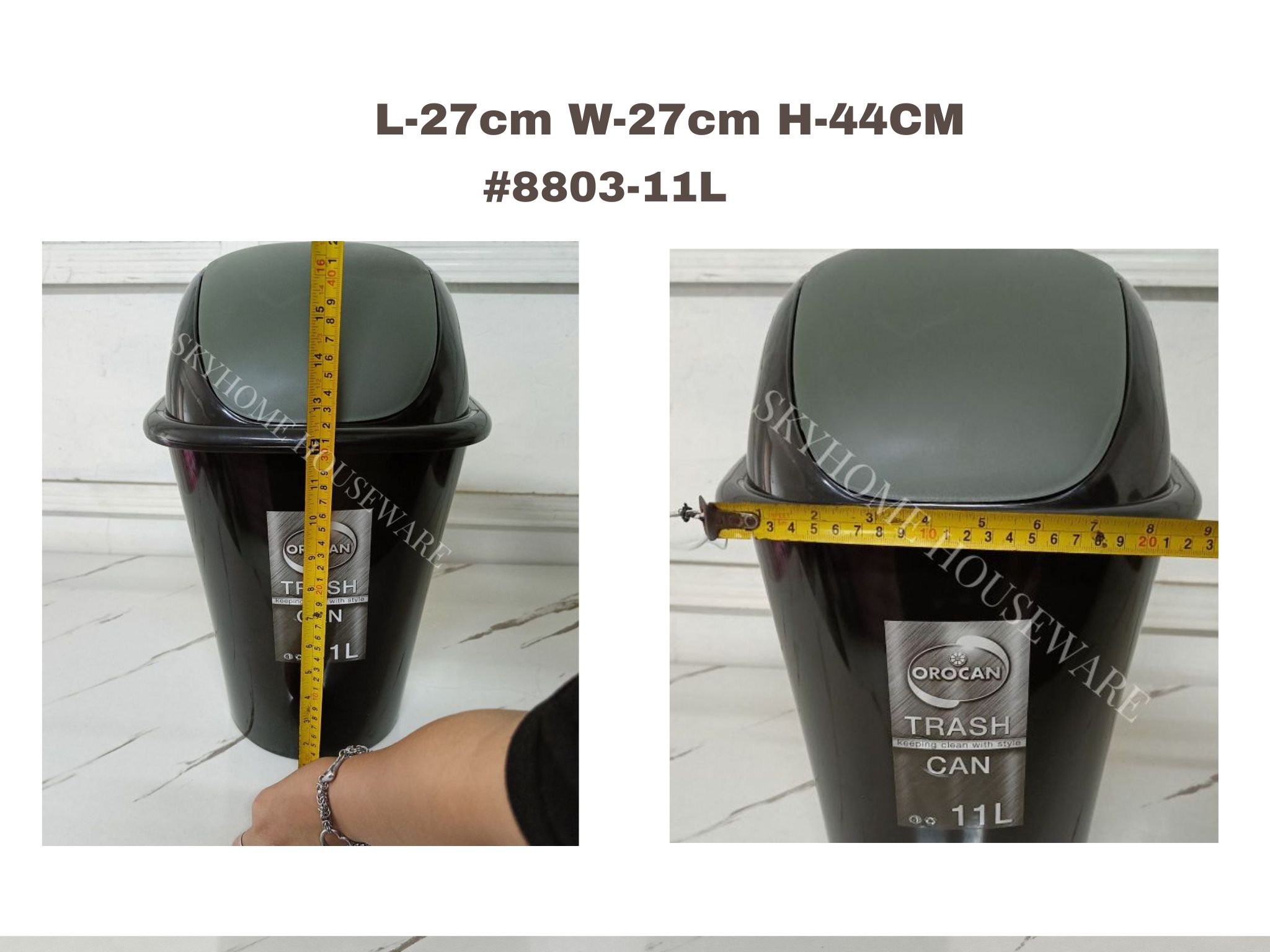 OROCAN Trashcan with swing cover (different sizes) GARBAGE CAN 5L/8L/11L/15L #8801 #8802 #8803 ...