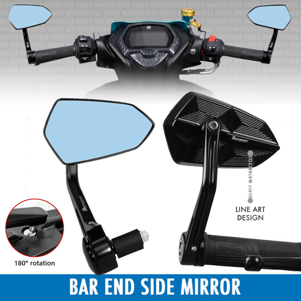 Baphomet Premium Bar End Side Mirror Line Art Design Universal Fully ...