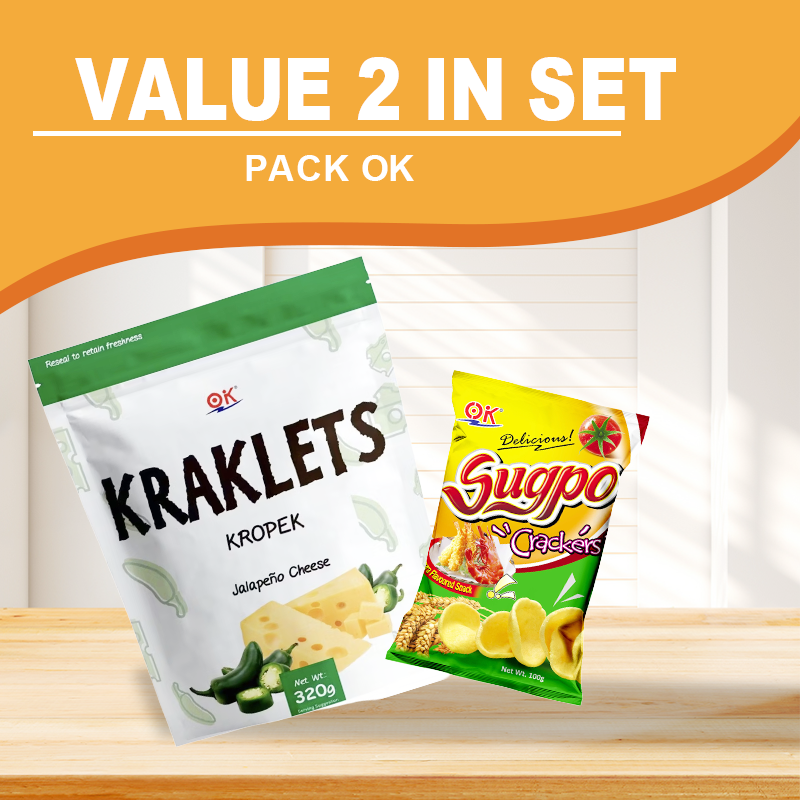 [OK Snacks][2 in 1 set]Kraklets Kropek 320g+Sugpo Prawn Crackers ...