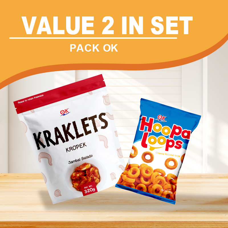 [OK Snacks][2 in 1 set]Kraklets Kropek 320g+Hoopa Loops Chips 60g ...