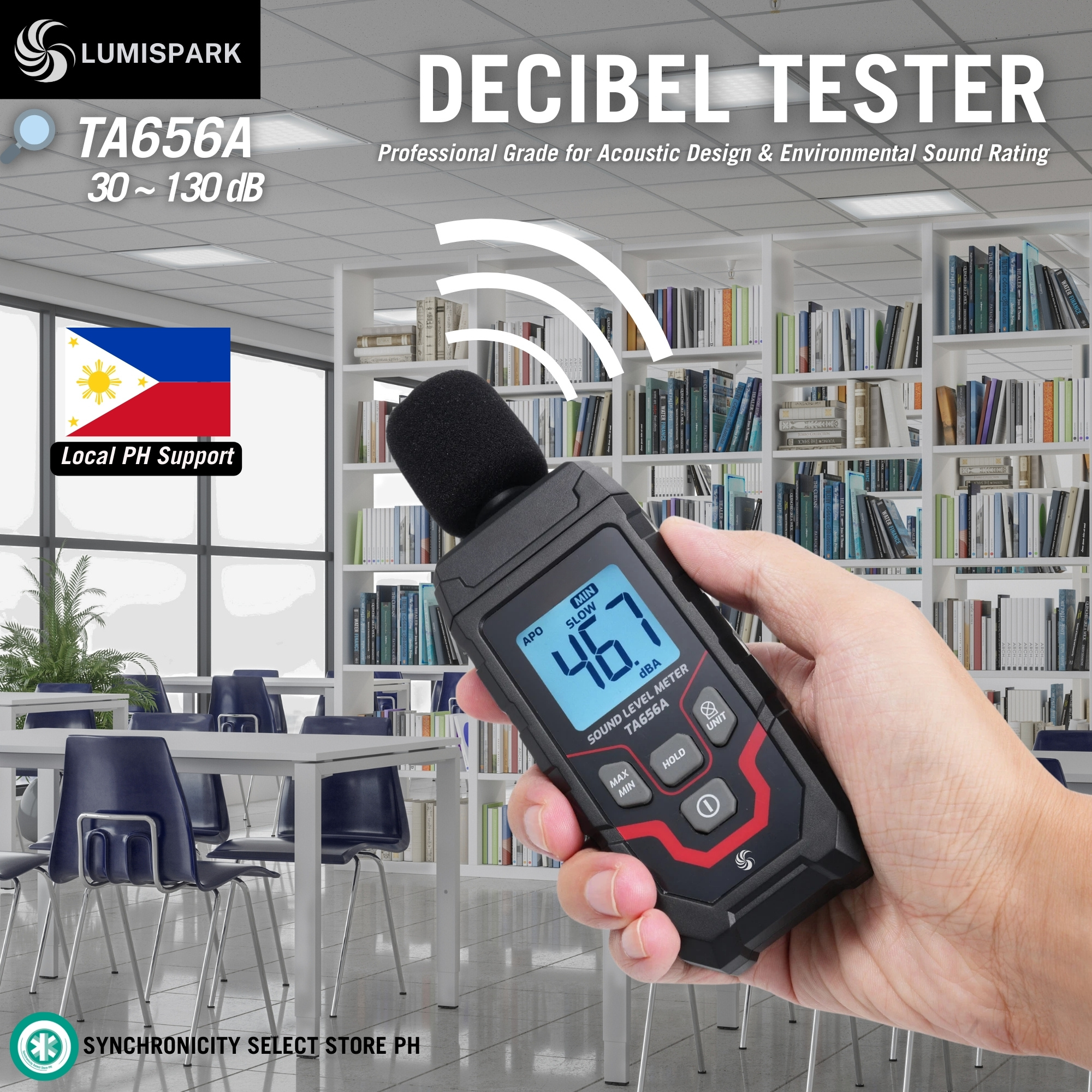 LUMISPARK TA656A Sound Level Meter Digital Decibel Tester 30–130dB ...