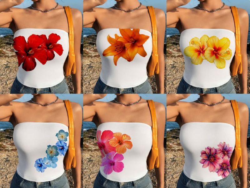 Floral summer tops double lining tube fit small-semilarge | Shopee ...