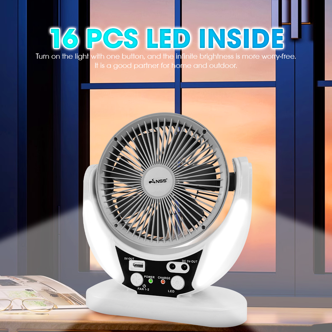 NSS 6inch Desk Fan Portable Fan With LED Light Angle Adjustable USB ...