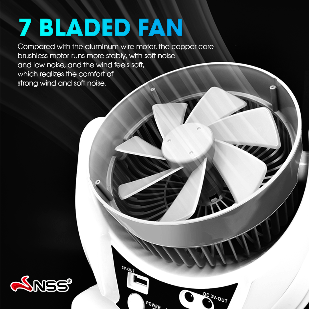 NSS Solar Desk Fan With Solar Panel 6/8 Inch Portable Rechargeable ...