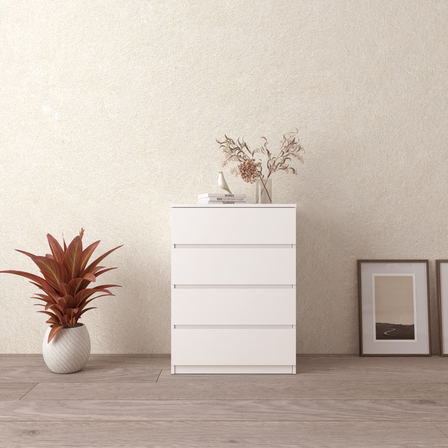 KitchenZ L60 x W40 x H81.5 cm Wooden Chest Drawer with 4 layers Drawer ...