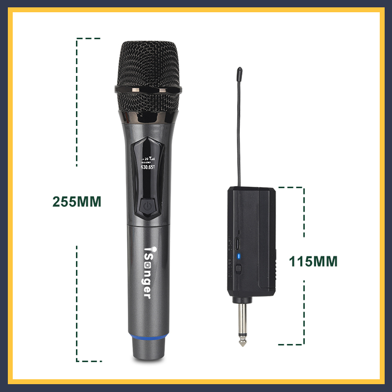 Wireless Microphone 2 Channels UHF Professional HandheldMic Micphone ...