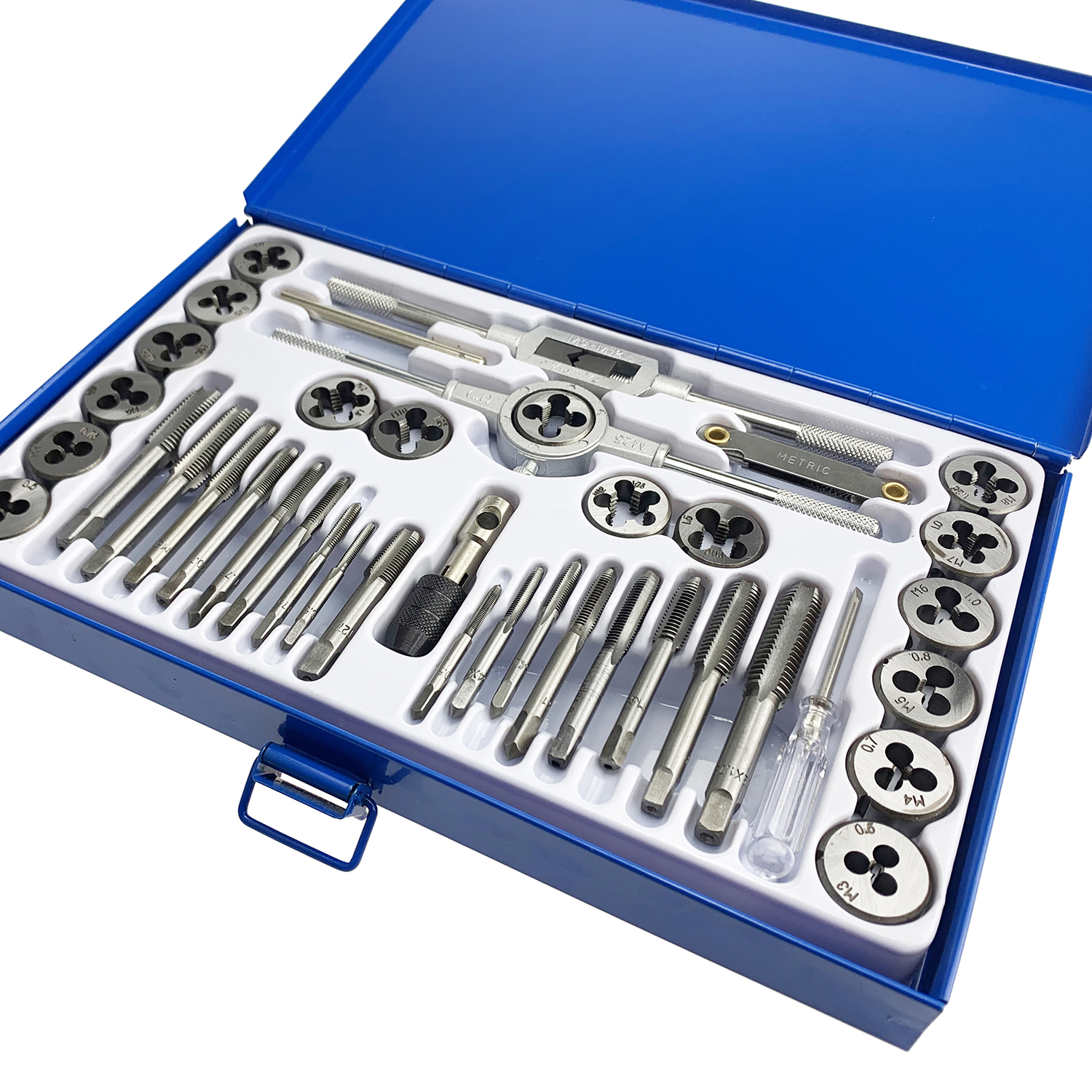 40Pcs Metric Hand Tap Die Set Adjustable Tap and Die Reamer Set ...