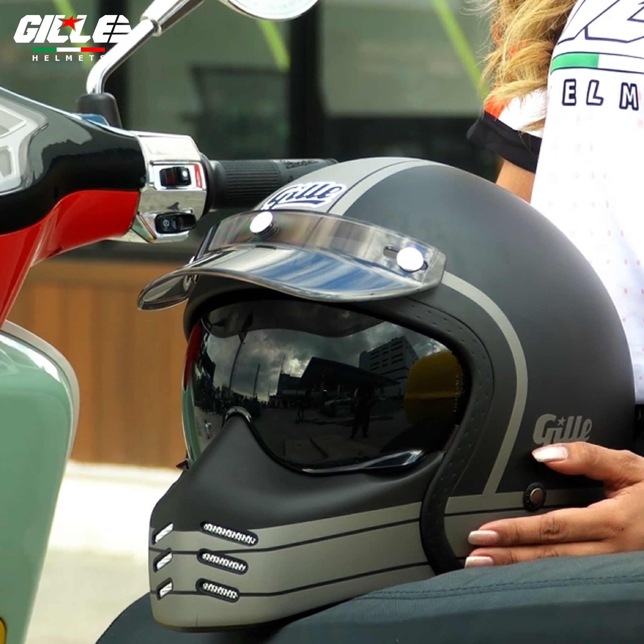 GILLE OP12 VENERY Modular Retro Classic Helmet Full Face Vintage Helmet ...