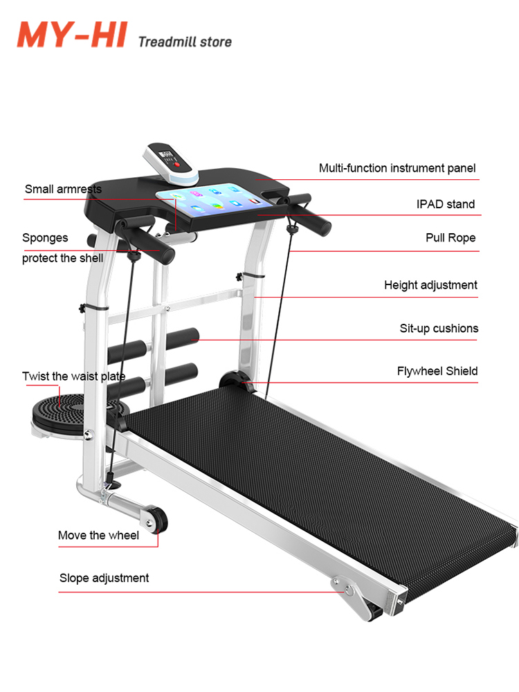MY-HI Manual Treadmill Intelligent Silent Folding Sports Home Indoor ...