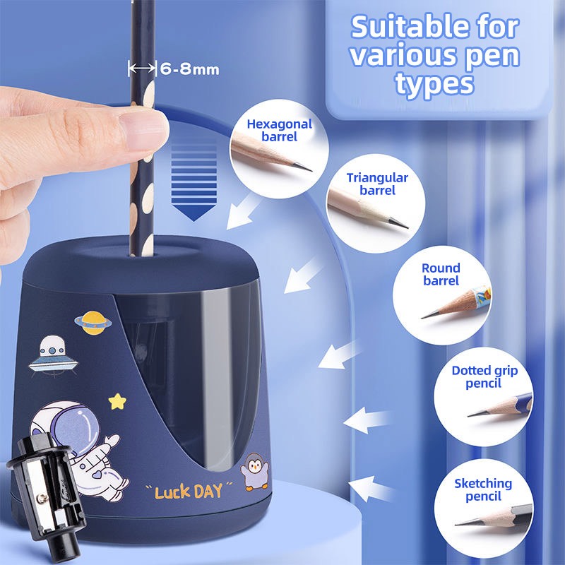 Automatic Electric Pencil Sharpener with Cartoon Stickers Stationery ...