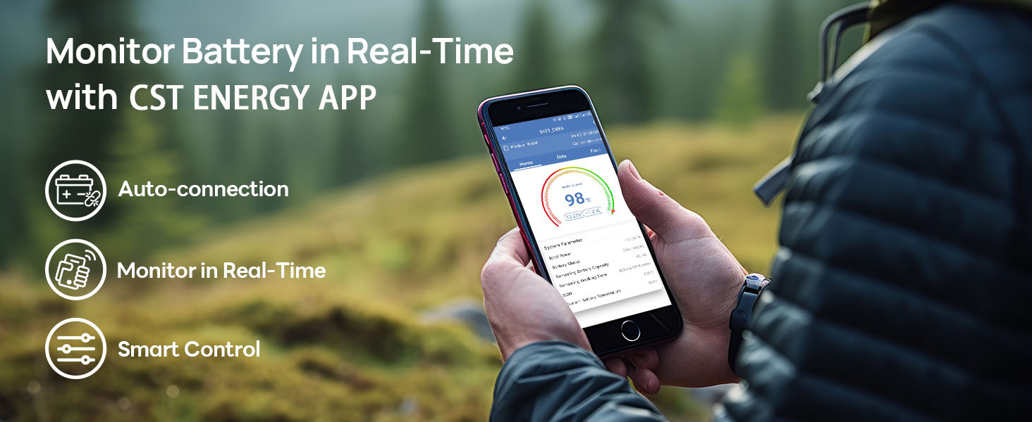 CST ENERGY LiFePO4 Battery 12V 100Ah Bluebooth Lithium Battery with ...