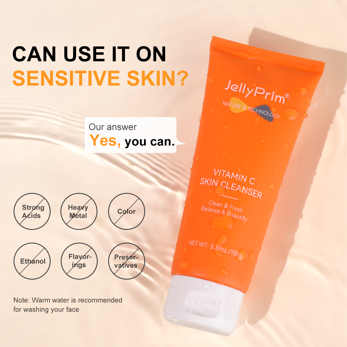 JellyPrim Vitamin C Cleanser for Oily Dry Skin Foam Gentle Cleansing ...