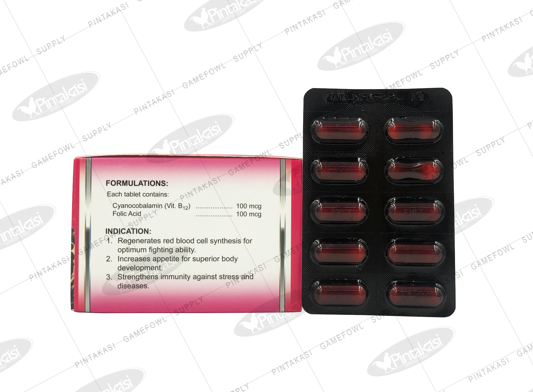 10 pieces Excellence Mega B12 Cyanocobalamin + Folic Acid tablets ...