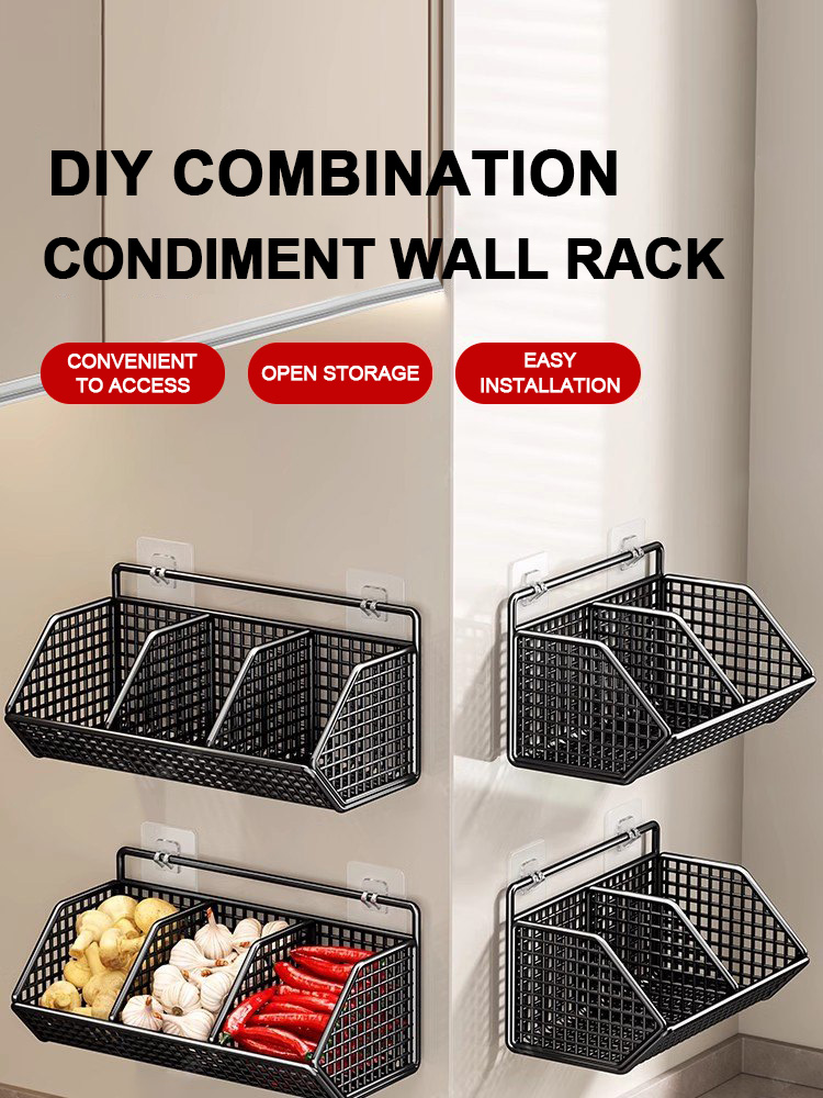 Kitchen Utensils Condiments Organizer Rack Wall Hanging Wares Storage ...