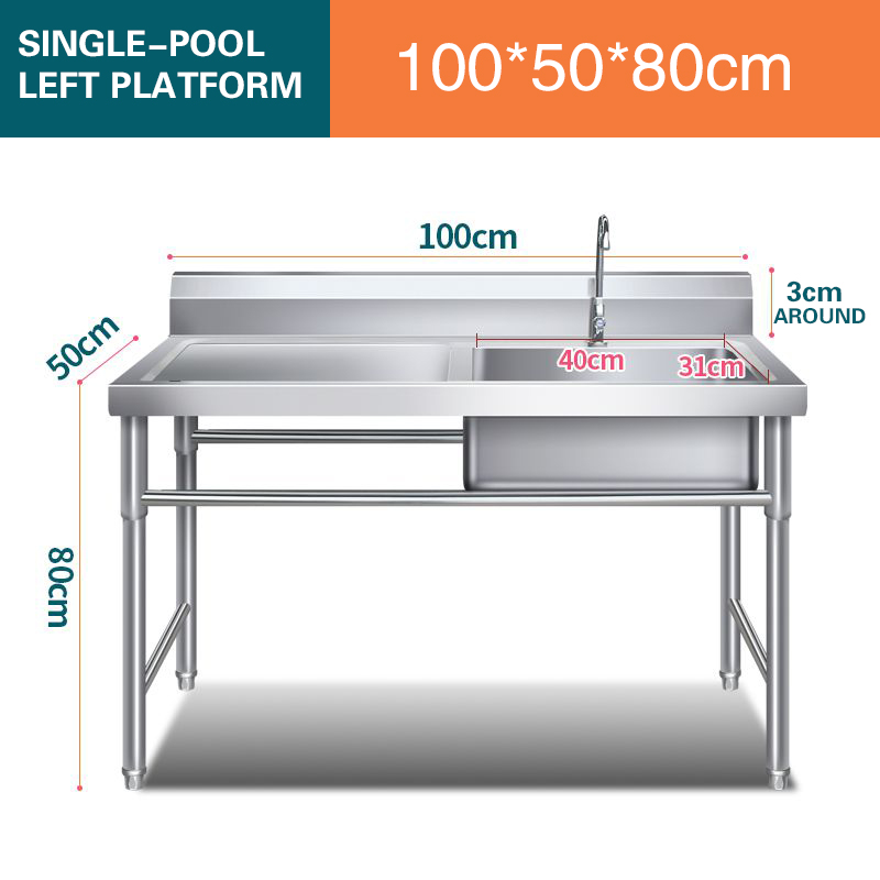 304 stainless steel workbench with sink with bracket home hotel left ...