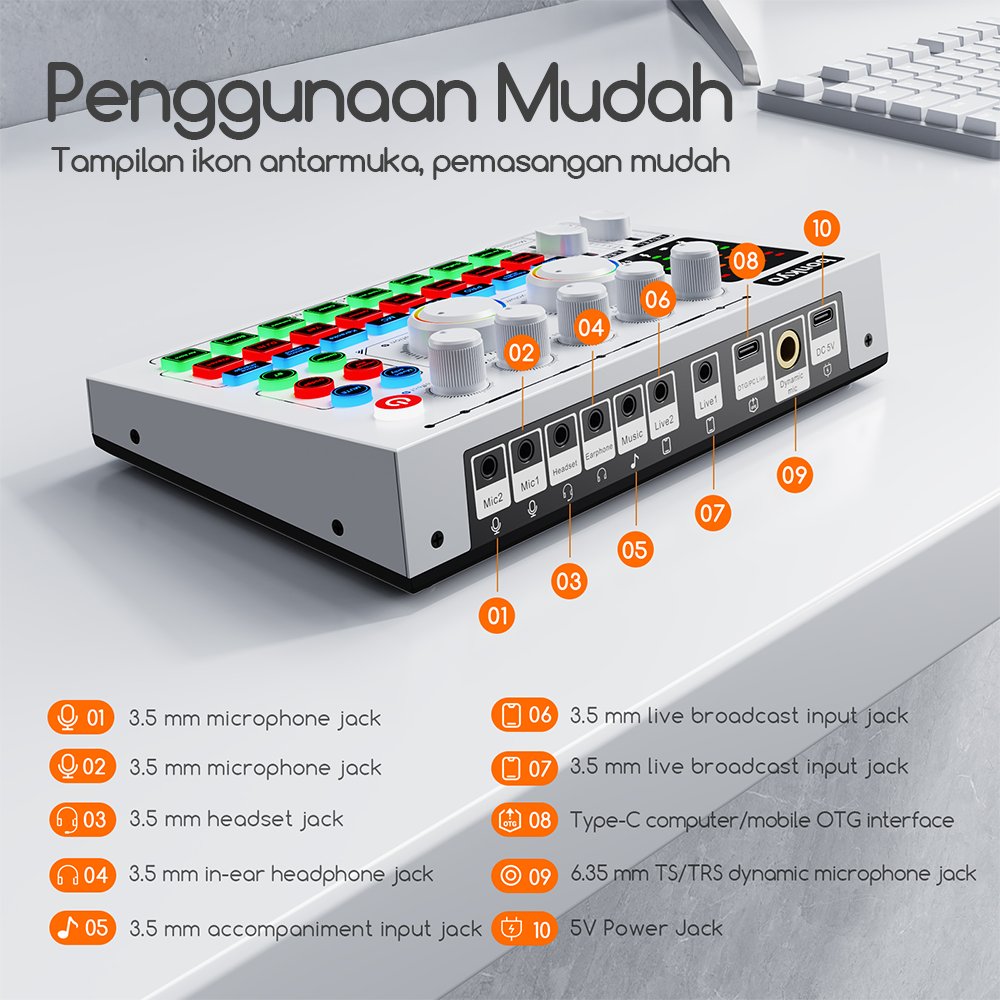 Bonkyo F999Max Soundcard + M997 Mic live broadcast equipment full set ...