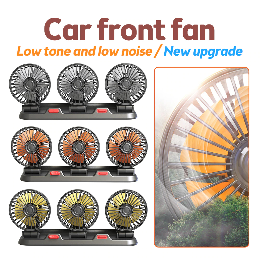 2025NEW Car Fan 12v/24v Electric Three Head Automotive Fan 360 ...