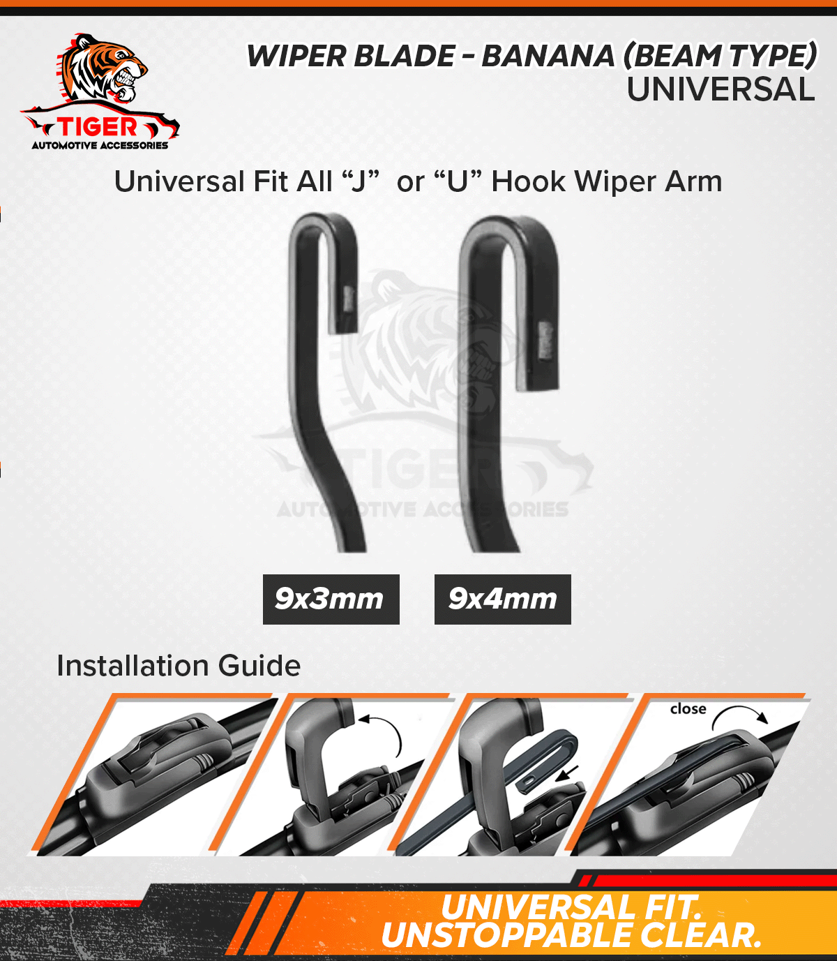 TIGERAUTO Universal Car Wiper Blade Beam Type - Banana Plastic ABS Flat ...