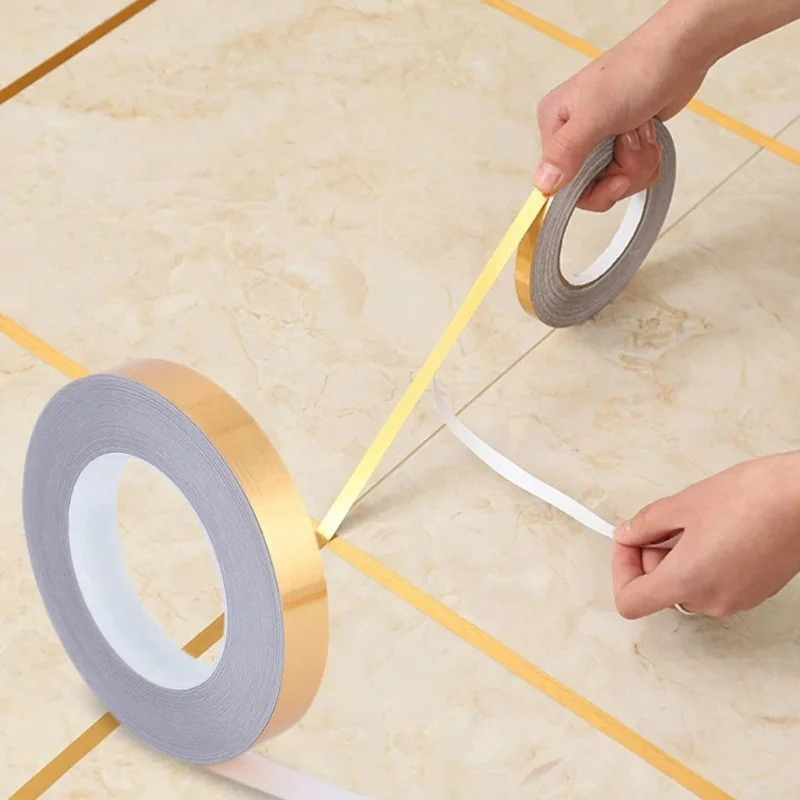 20M/50M Floor Tile Gap Tape Mildewproof Gap Tape Decor Gold Self ...