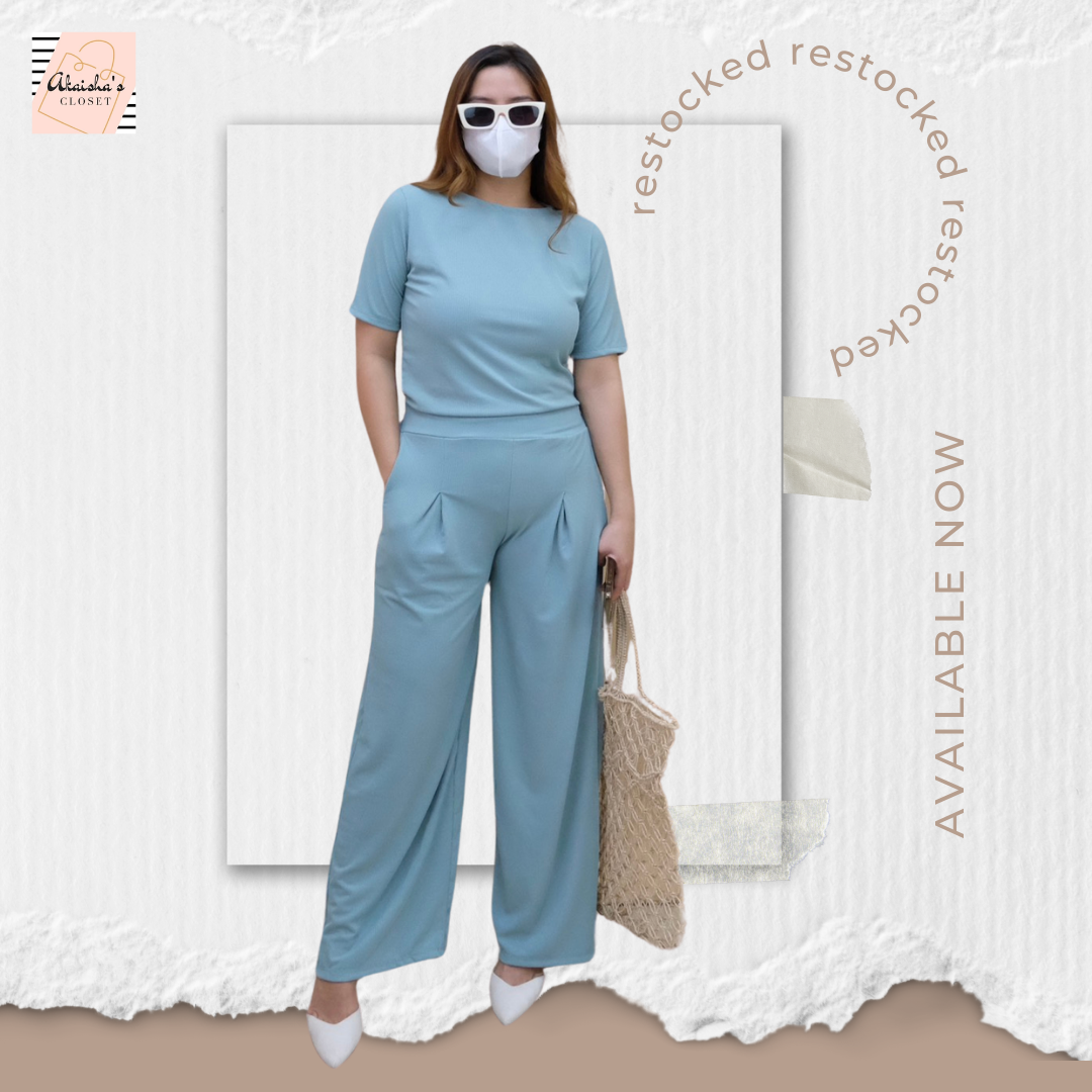 COTTON KNITTED COORDS TERNO BLOUSE AND PANTS WITH SIDE POCKETS | Shopee ...