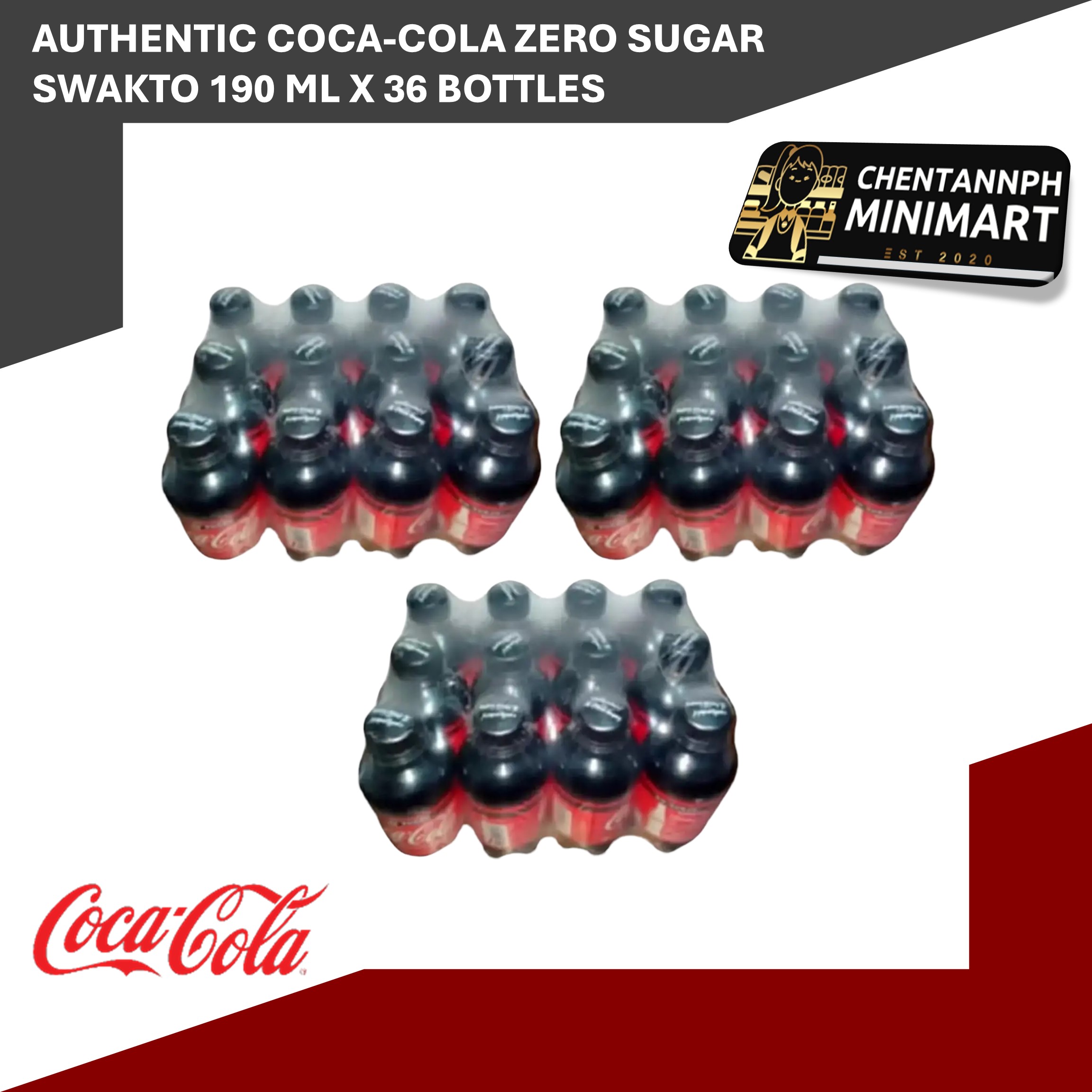 (3 CASES) COCA-COLA Swakto ZERO NO Sugar Softdrinks Beverages Soda 190 ...