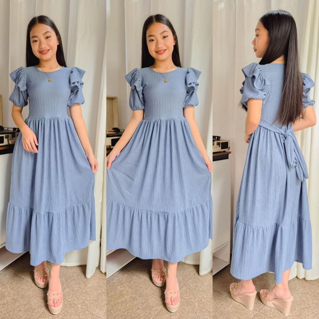Sheena maxi dress for kids 12-15 y/o women casual dress Dusty blue ...