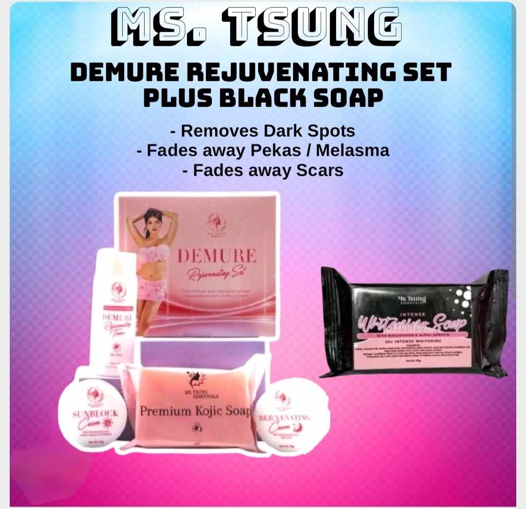 MS. TSUNG DEMURE REJUVENATING SET PLUS WHITENING BLACK SOAP ( FREE MESHNET ) | Shopee Philippines
