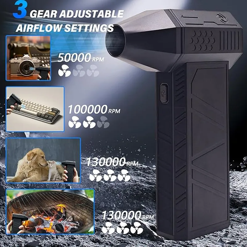 35m/s High-Speed Jet Fan with Flashlight – Brushless Motor Turbofan for ...