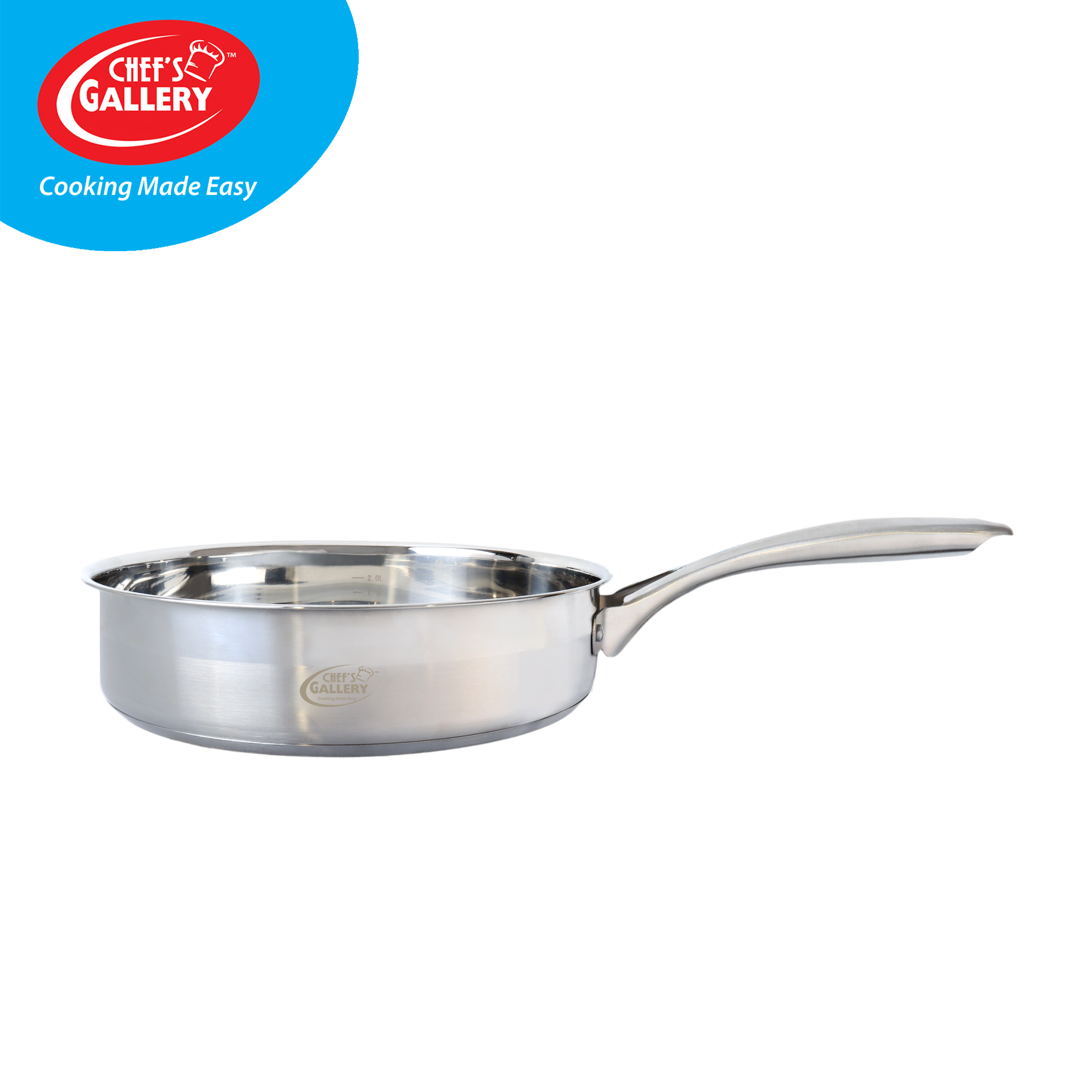 Chef's Gallery Stainless Steel Frying Pan 20cm/24cm/26cm/28cm Induction ...