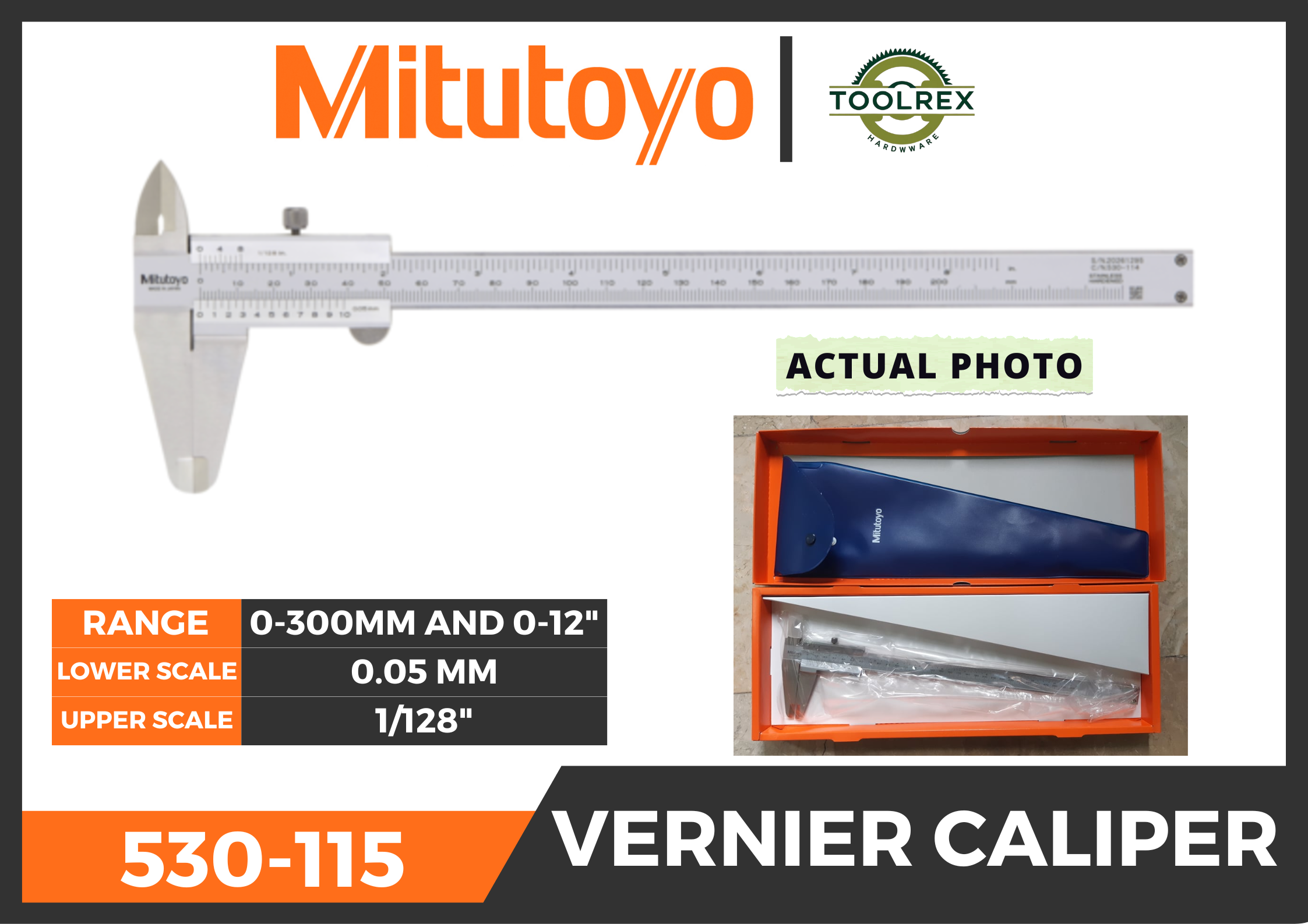 MITUTOYO VERNIER CALIPER 530-115 (300MM / 12" RANGE | Shopee Philippines