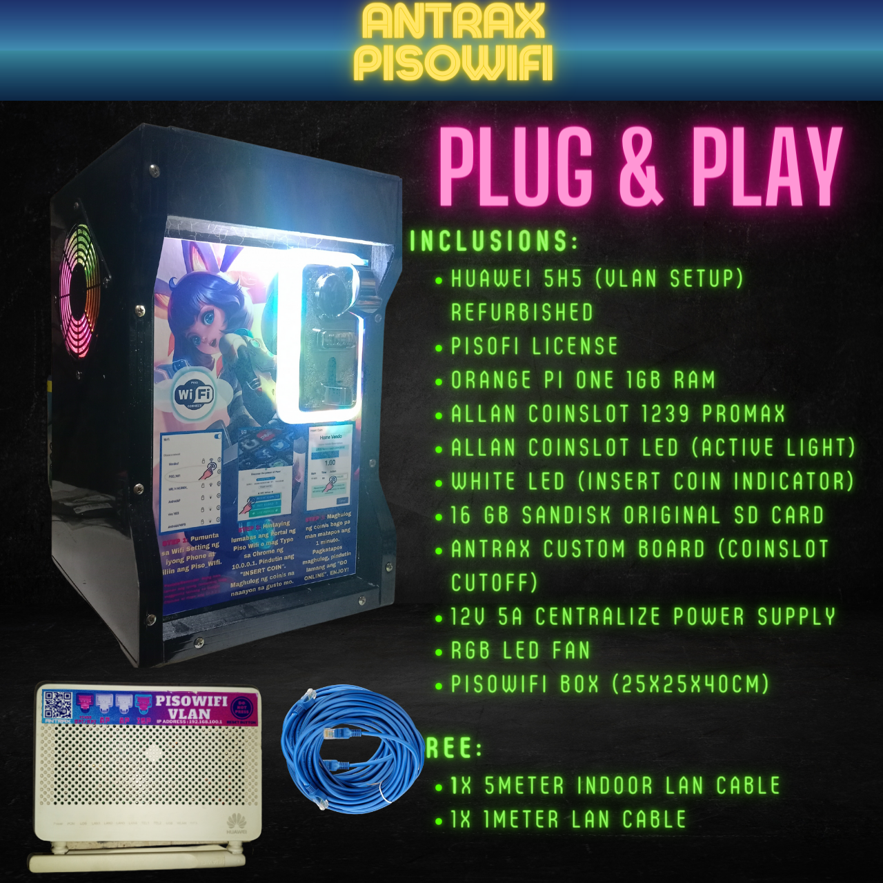 Antrax Piso WiFi Vendo With Outdoor Antenna | Shopee Philippines