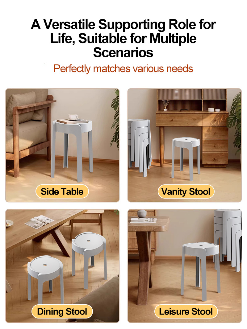Kabi Thickened Plastic Stool Nordic Round chair for dining table ...