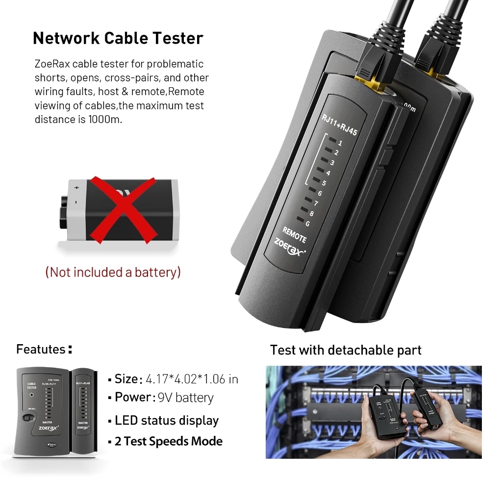 ZoeRax 11 in 1 RJ45 Pass Through Cat5e Cat6 Ethernet LAN Kit Cable ...