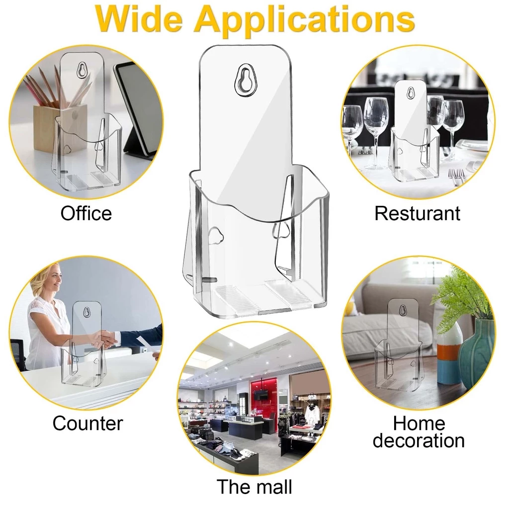 A6 Acrylic Transparent Brochure Holder Wall Mount Flyer Magazine ...