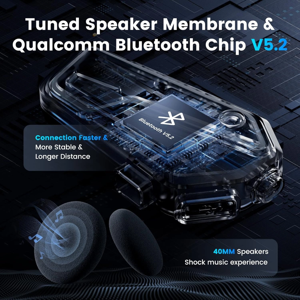 GEARELEC GX10 Motorcycle Helmet Intercom Headset For 10-Riders 2000M ...