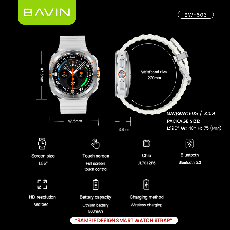 BAVIN BW603 Smart Watch 1.53" HD Display w/ GPT AI Motion Sense NFC ...