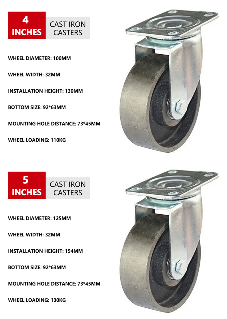 Trolley Heavy Duty Metal Caster Wheel Fixed / Caster Wheel Swivel (With ...