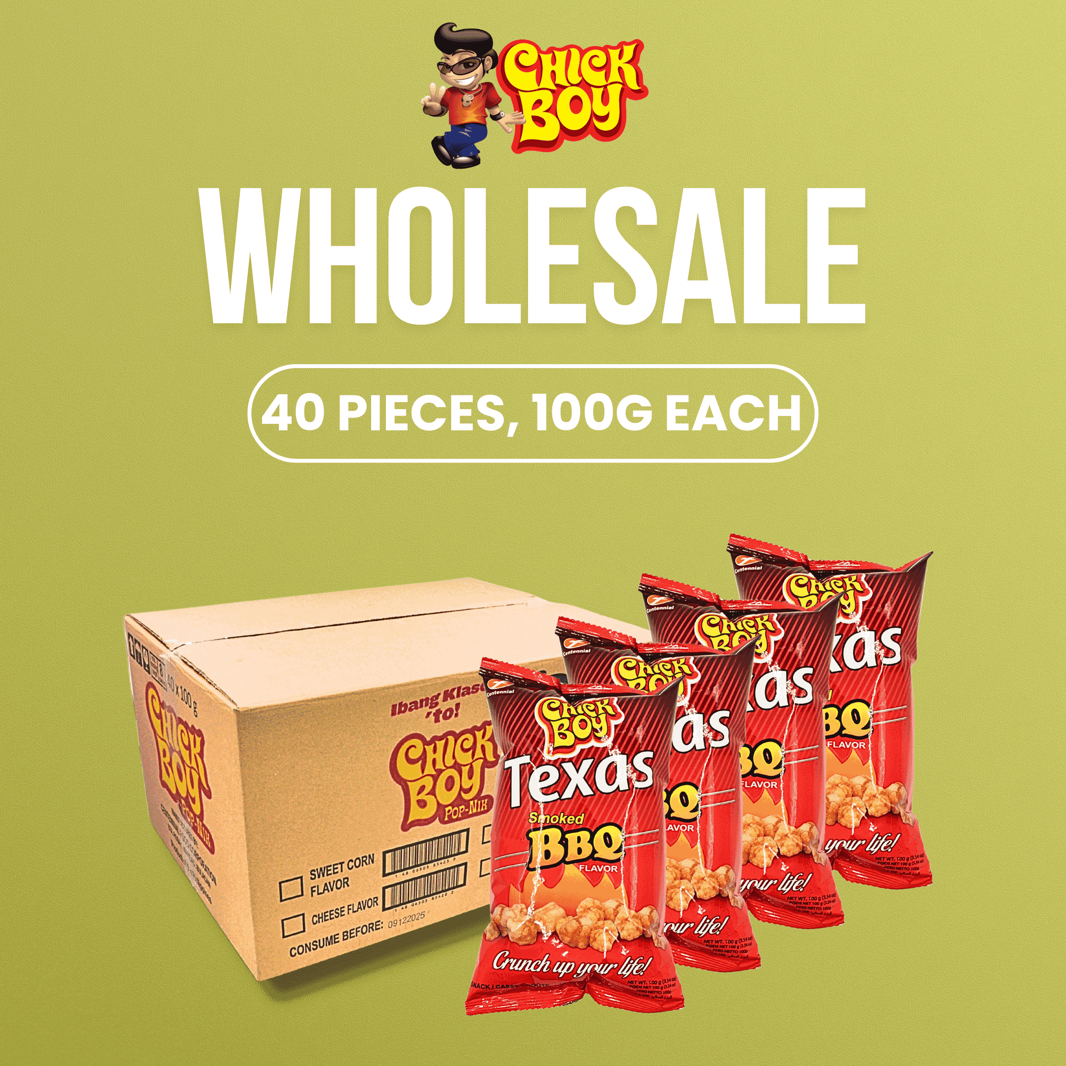 WHOLESALE ChickBoy Snacks Popnik - Texas Barbecue | Shopee Philippines