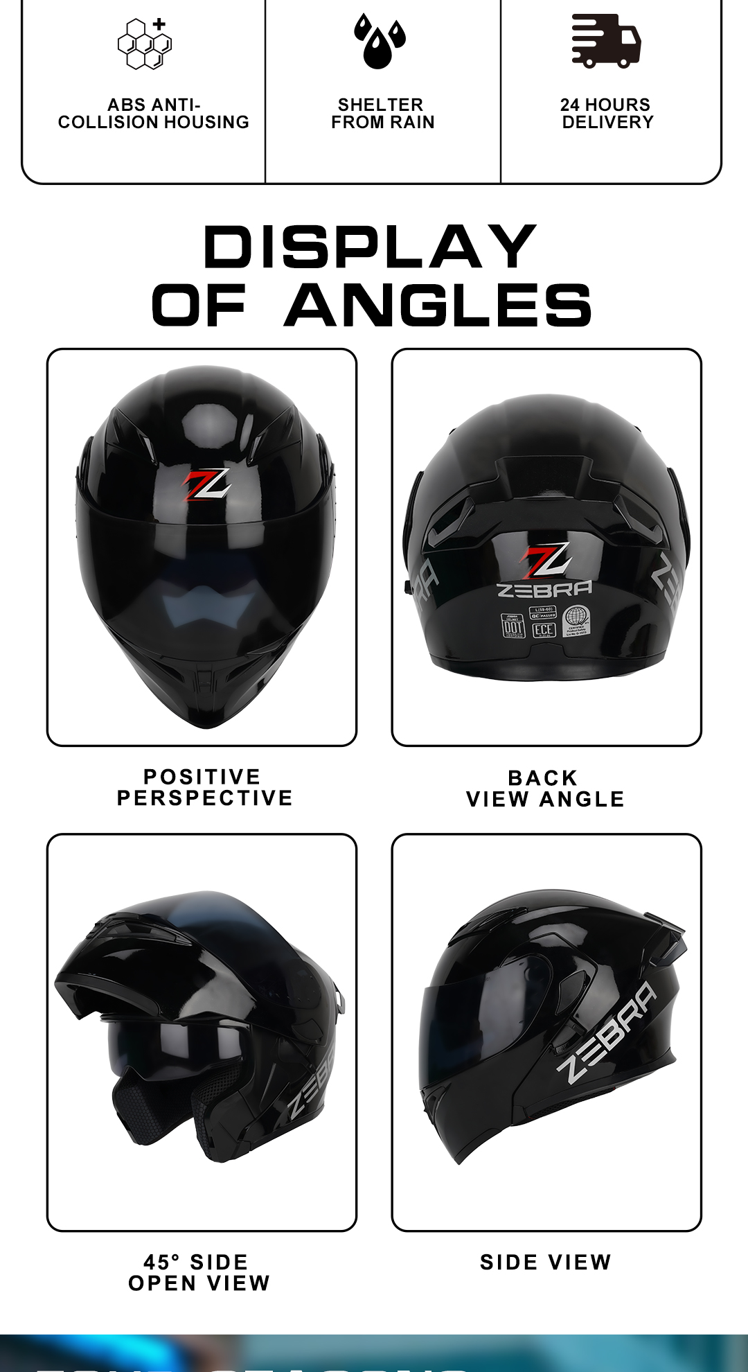 ZEBRA FF805 PLUS Modular Type Plain Design Motorcycle Helmet for Men ...