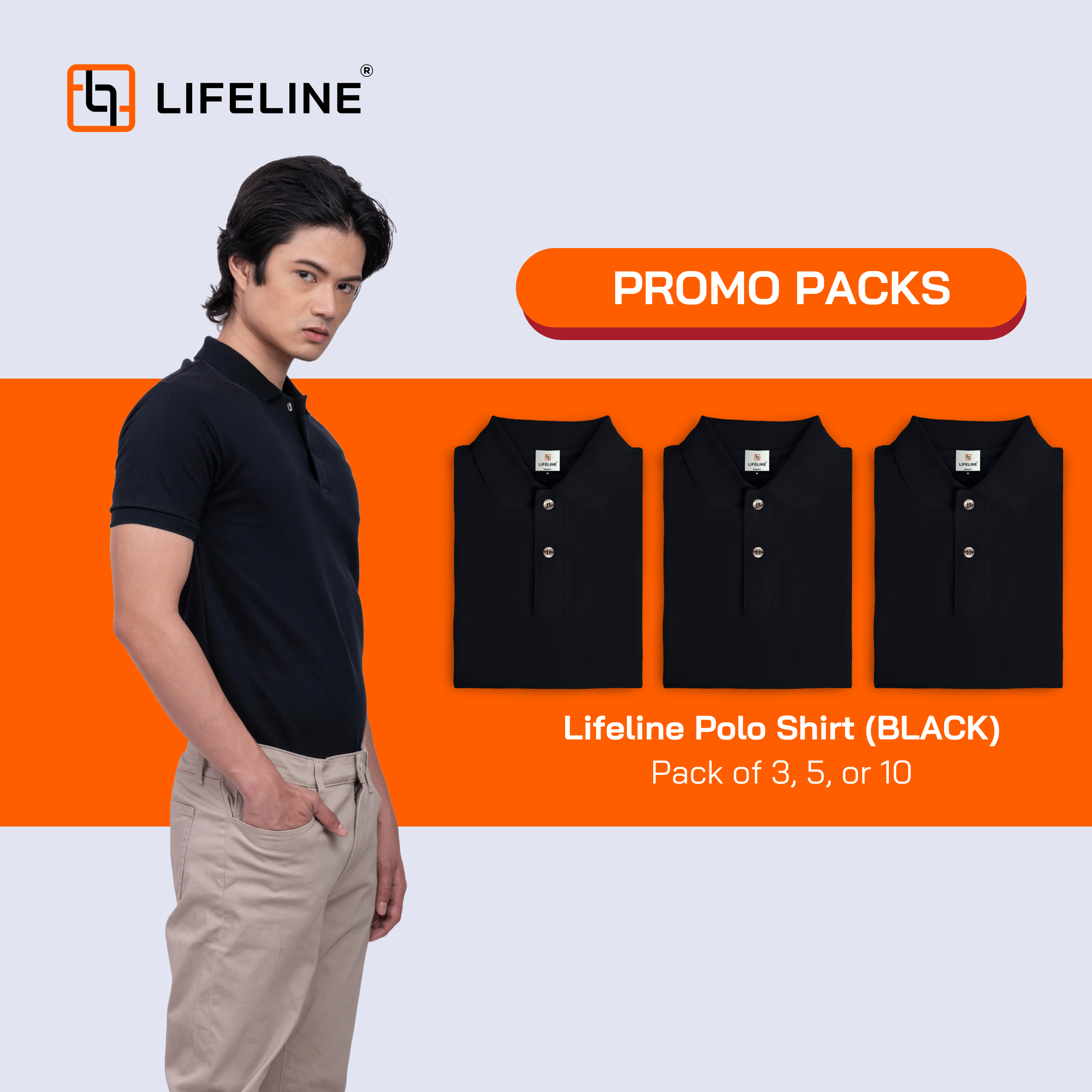 Lifeline Polo Shirt | Black Promo Pack | Shopee Philippines