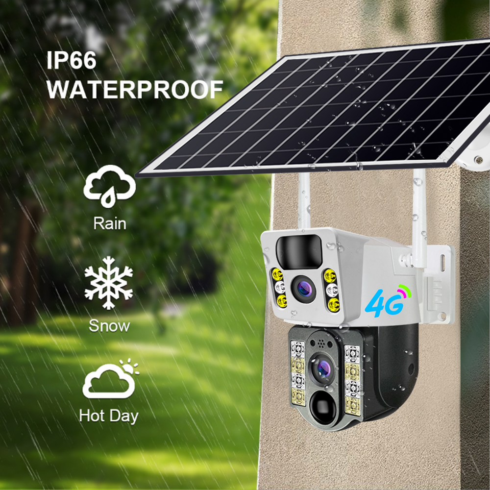 V380 4G Solar Cctv Outdoor Waterproof 360 Dual Lens Wireless WiFi Connect Smart Security Camera ...
