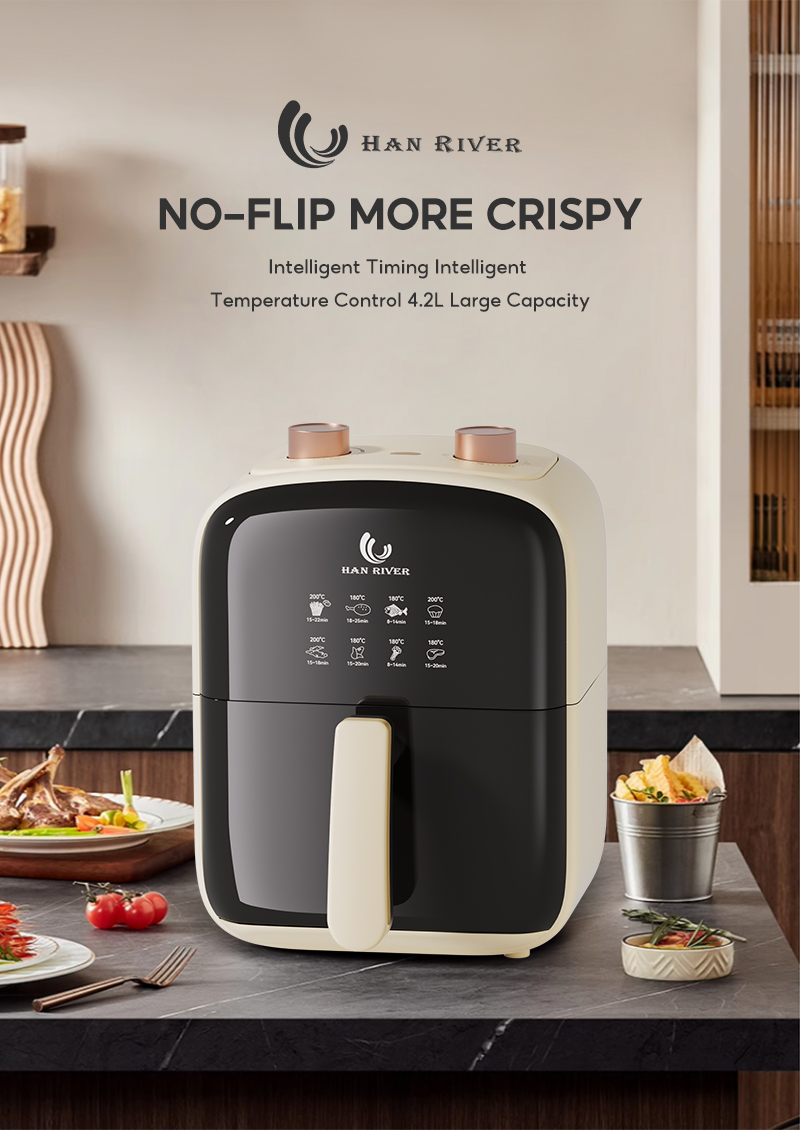 HAN RIVER Air Fryer Multi-functional Oil Free Non Stick Beige 4.2L ...