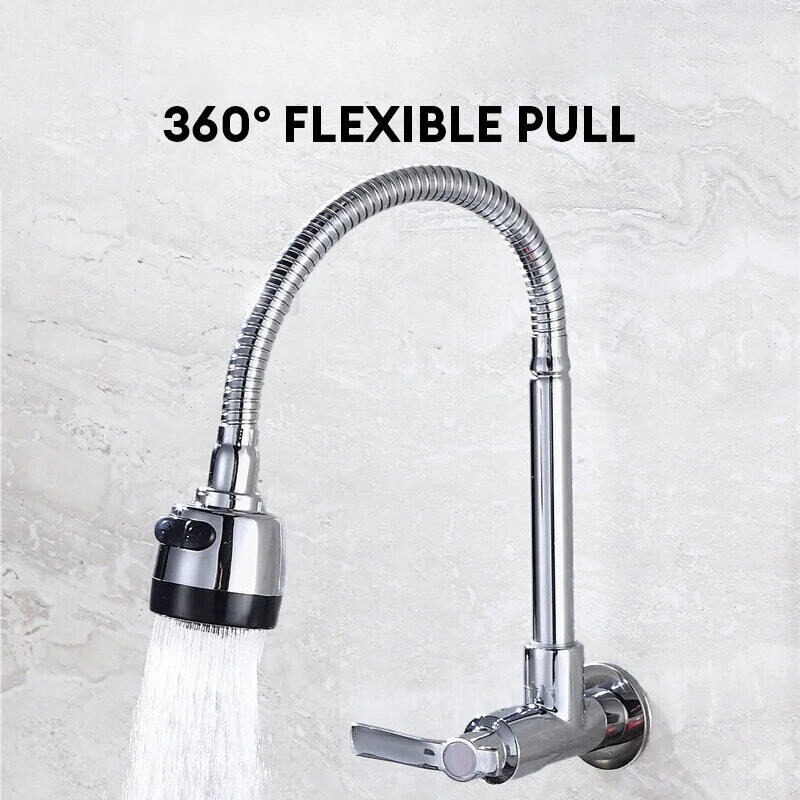 Kitchen Faucet 360° Flexible Pull Faucet with Sprayer Single Cold ...