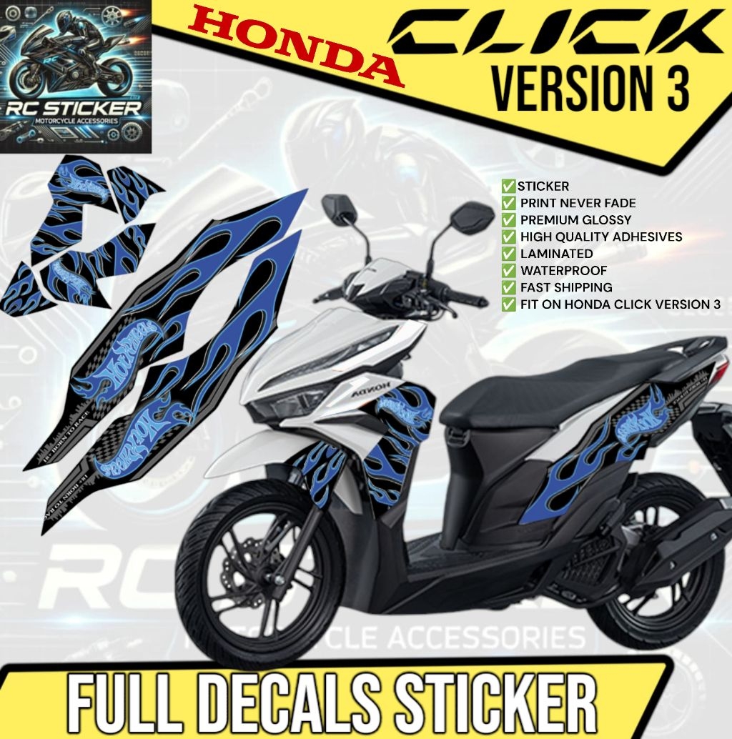 HONDA CLICK VERSION 3 FULL DECALS STICKER HOT WHEELS LEFT AND RIGHT ...
