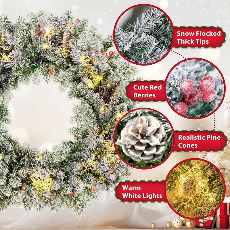 Christmas Wreath 40cm X-mas Decors Santa Claus Pasko Wreath With Light ...