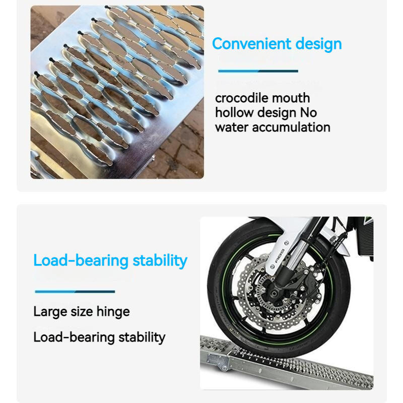 2PC Heavy Duty Foldable Car Ramp Motorcycle Steel Ramp Electric Scooter ...